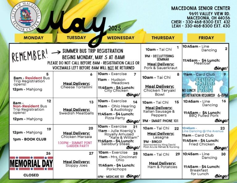 What’s on the Menu for May – Northfield Center Township